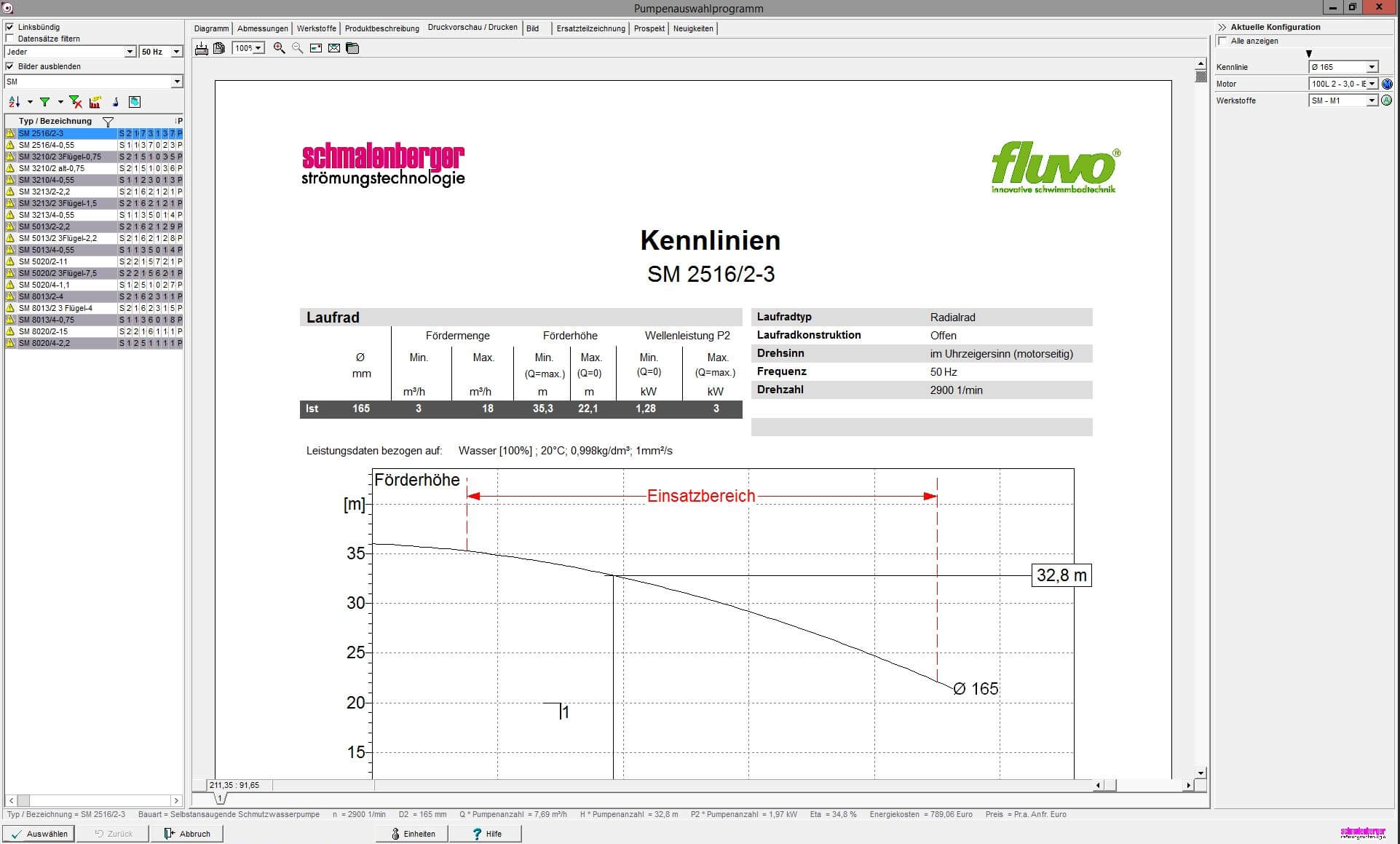 Pump selection programme - fluvo® Schwimmbadtechnik